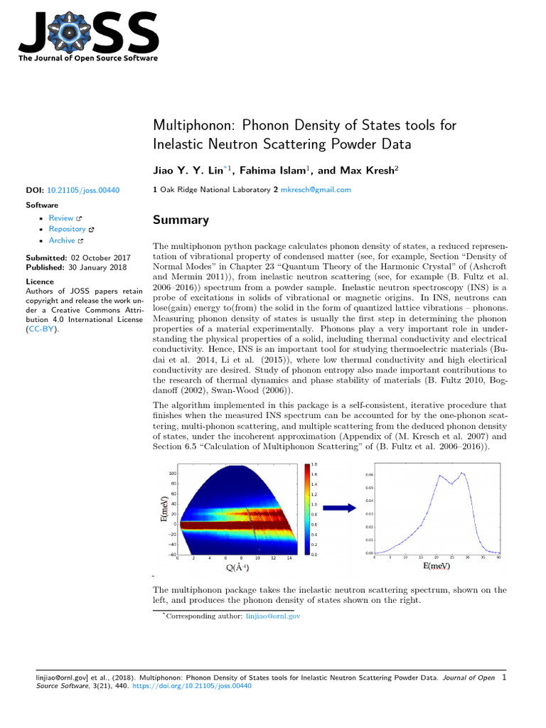 Multiphonon Phonon Density of States Tools For Inelastic Neutron ...