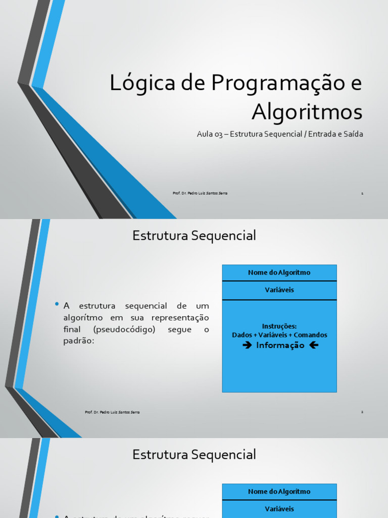 Aula 03 - Estrutura Sequencial - Entrada e Saída de Dados | PDF