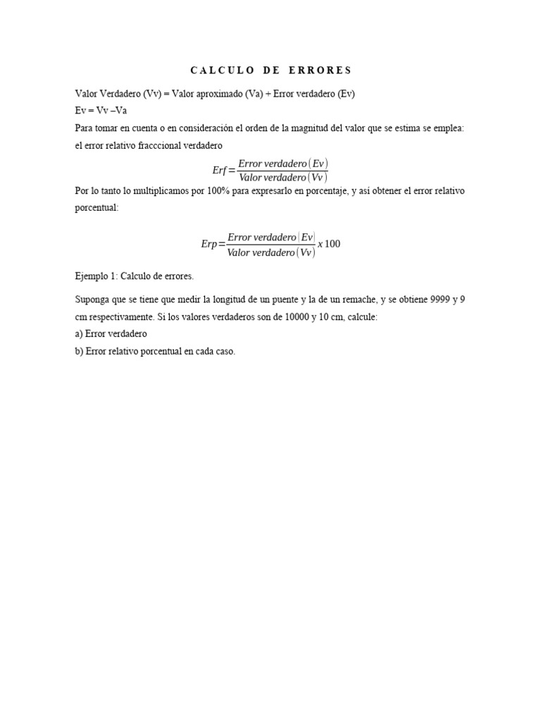 Cálculo de Errores y Métodos Iterativos | PDF | Medición | Análisis ...