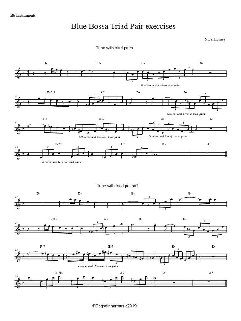 Blue Bossa Triad Pair Exercises BB Final | PDF