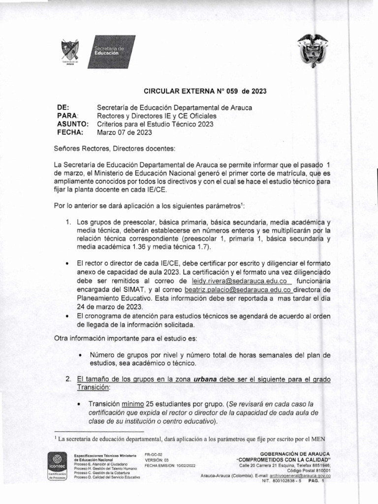 Circular Externa No. 059 de 2023 | Descargar gratis PDF | Educación de la primera infancia