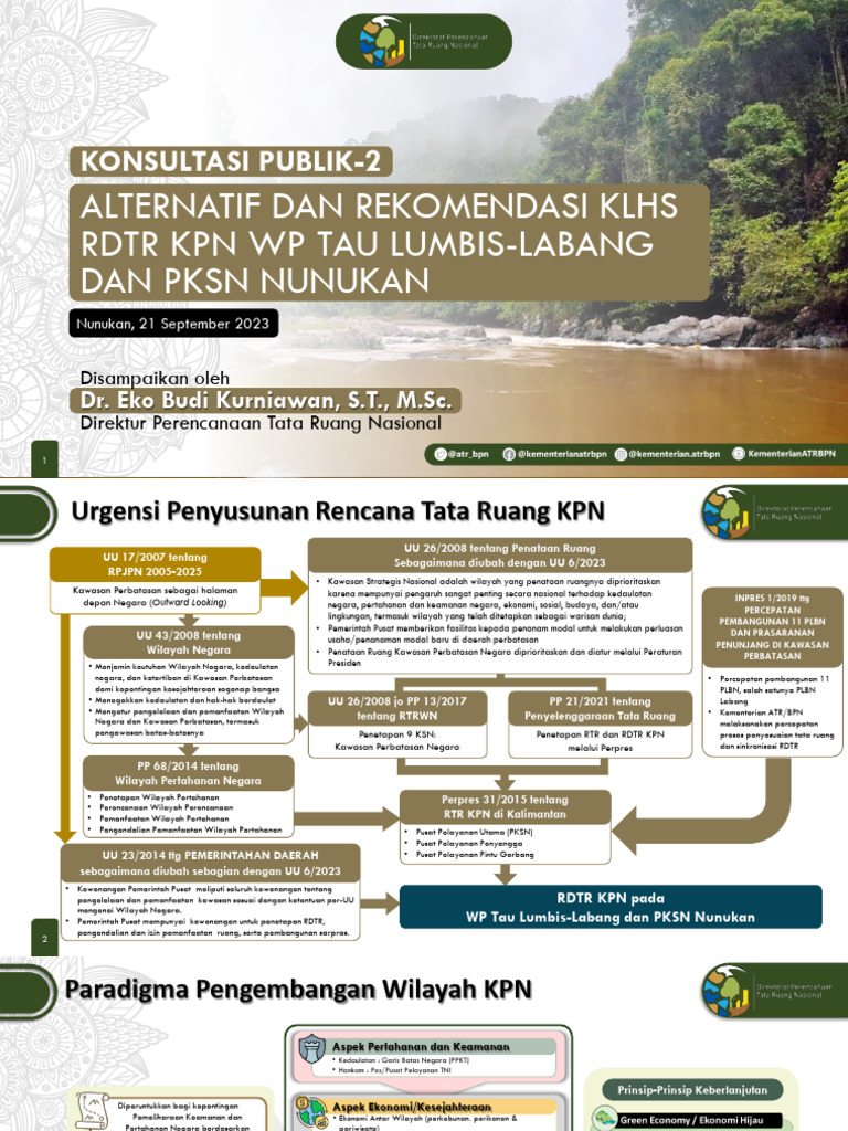 Paparan Pembuka KP2 KLHS RDTR KPN Pada WP Tau Lumbis Labang Dan PKSN Nunukan | PDF