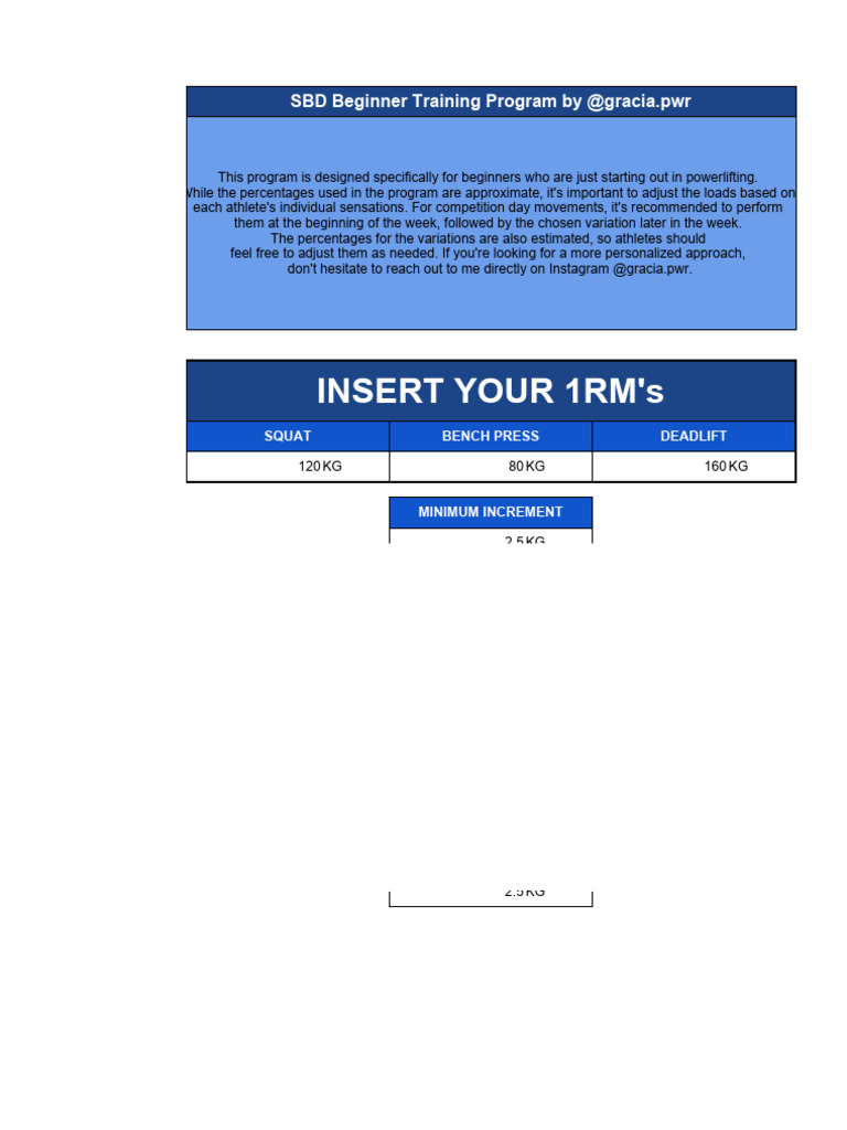 SBD Beginner Training Program by @gracia - PWR | PDF | Athletic Sports | Physical Fitness