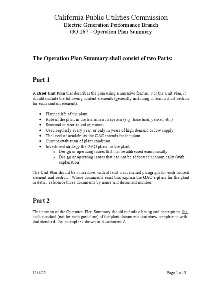 Operation Plan Summary Template | PDF | Business