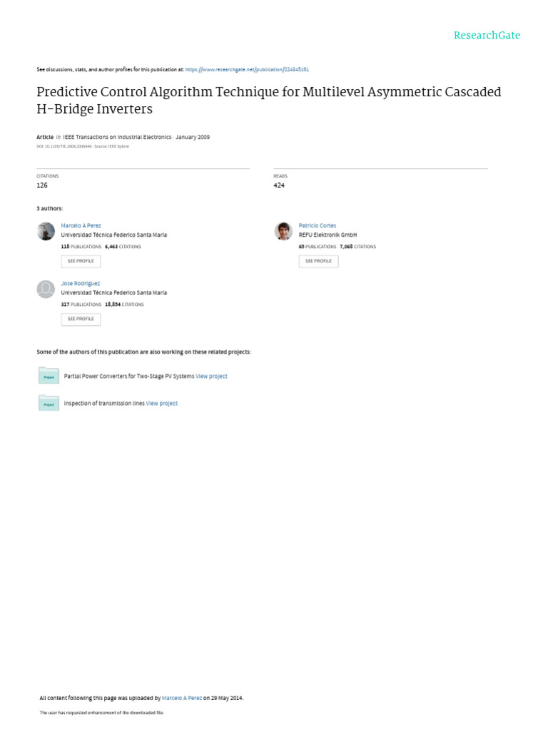 2008 Predictive Control Algorithm Technique For Multilevel Cascade ...