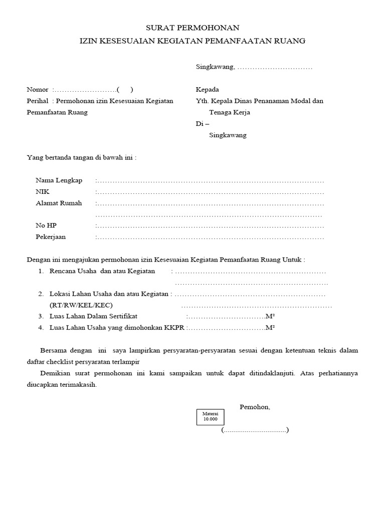 PERMOHONAN KKPR BARU 2023 | PDF