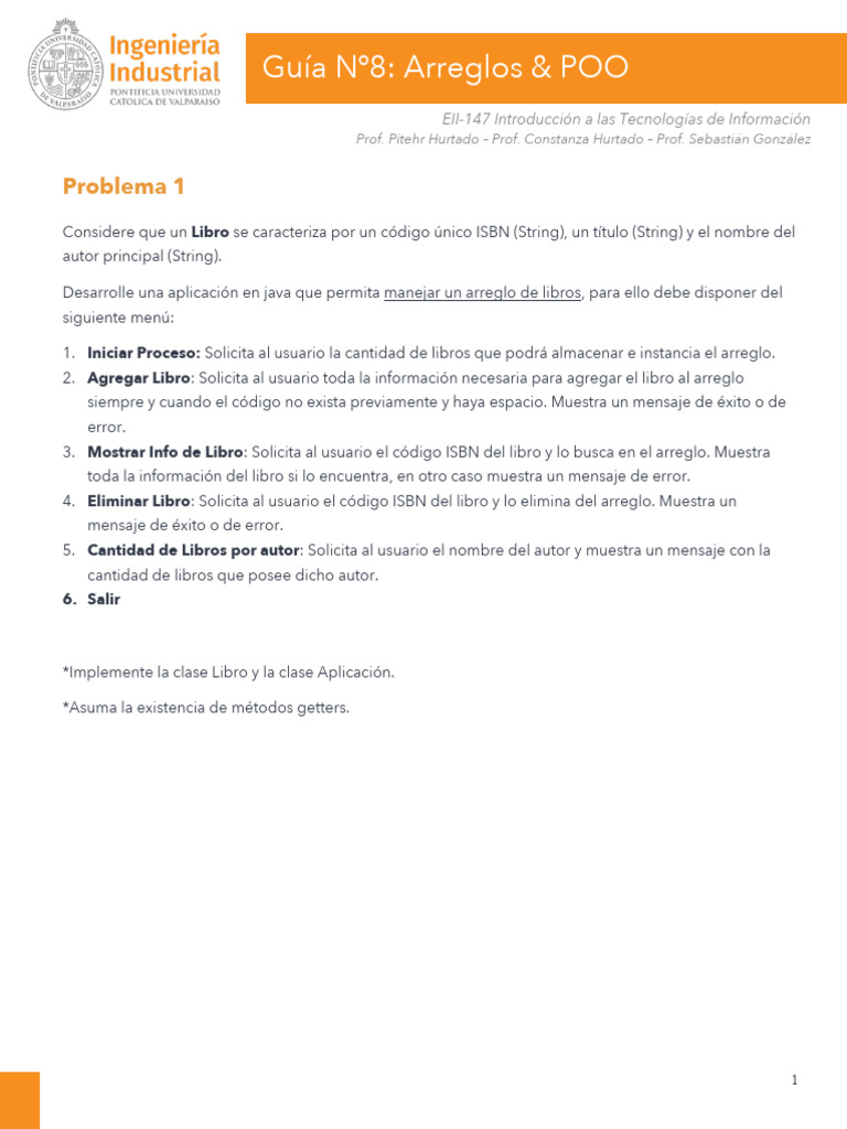 (DONE) Guia 08 - Arreglos de Objetos | PDF | Java (lenguaje de programación) | Biblioteca ...