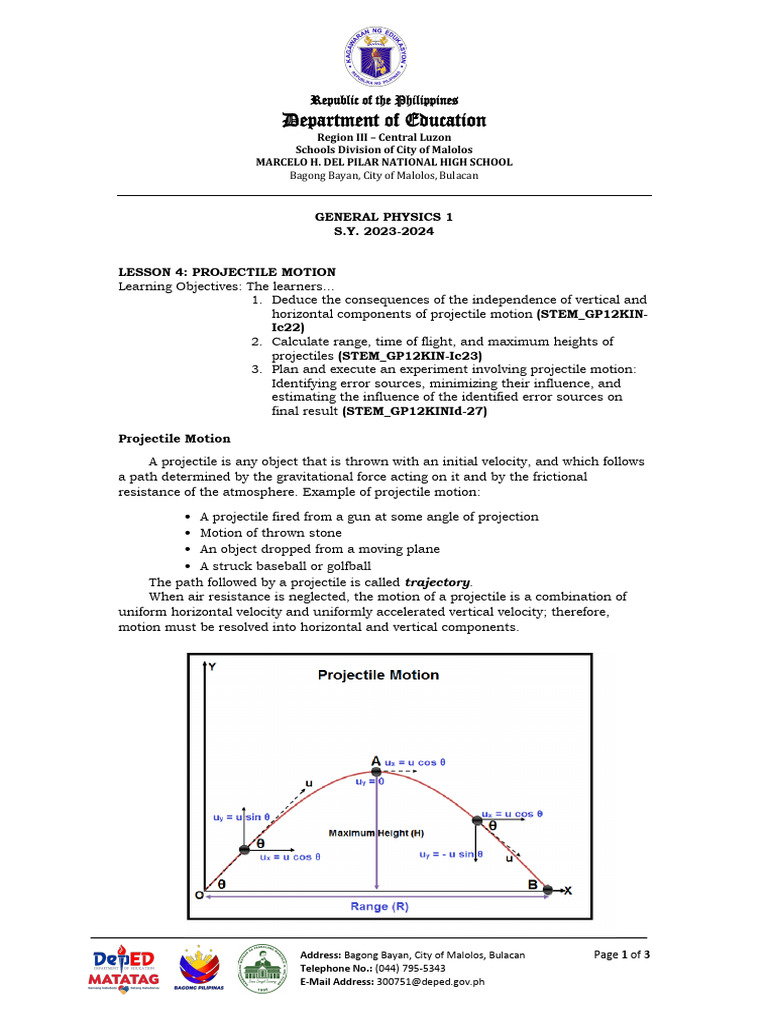 4 Projectile Motion | PDF | Projectiles | Dynamics (Mechanics)