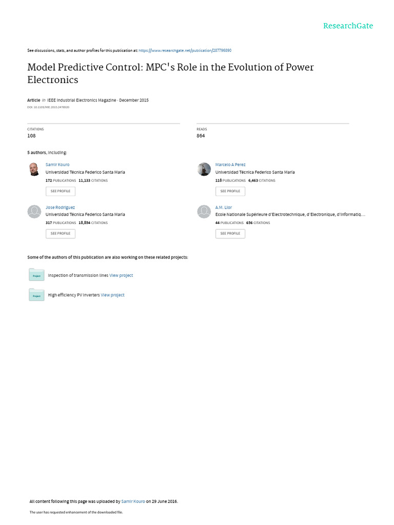 2015 Model Predictive Control MPC’s Role in the Evolution of Power ...