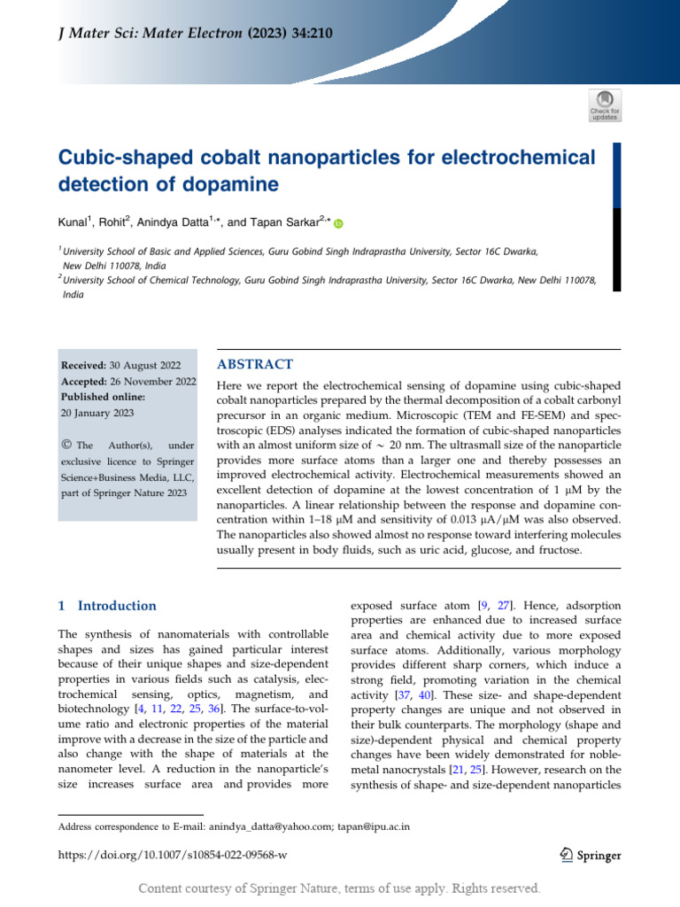 Cubic-Shaped Cobalt Nanoparticles For Electrochemi 230425 142602 | PDF ...