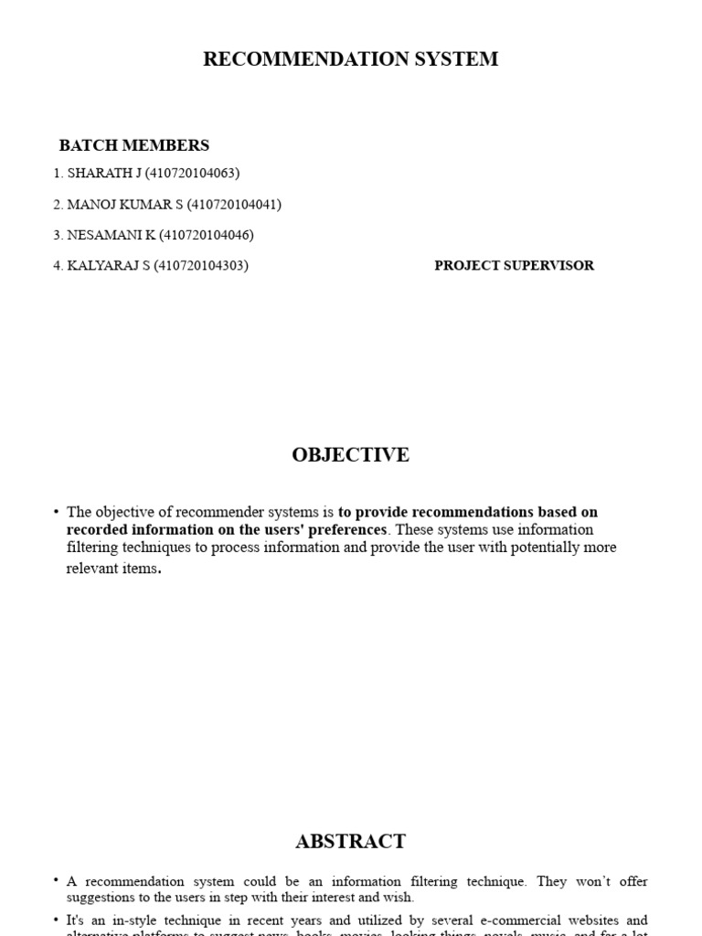 Recommendation System Final | PDF | Predictive Analytics | Information ...