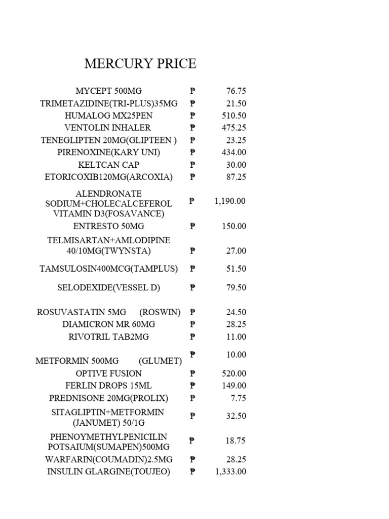 Mercury Price | PDF