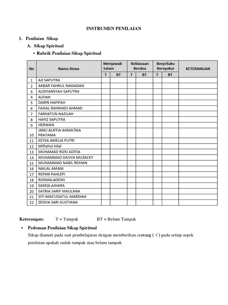 Instrumen Penilaian Siswa | PDF