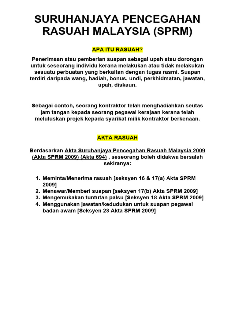 Anti Rasuah Bahan | PDF