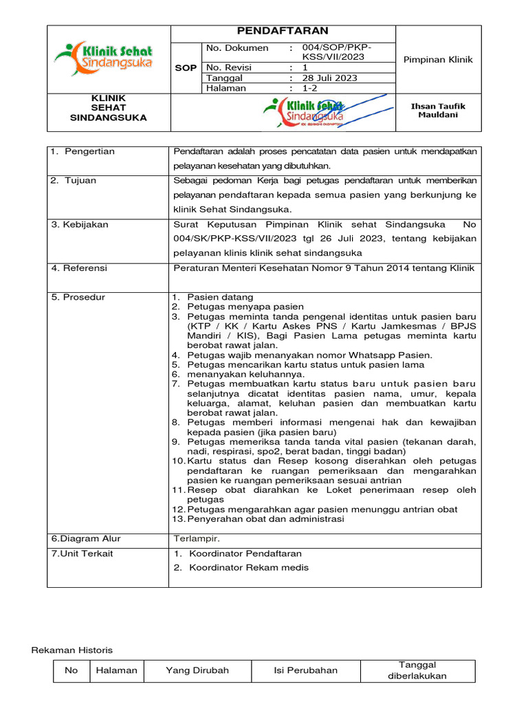 Sop Pendaftaran Kss 2023 | PDF