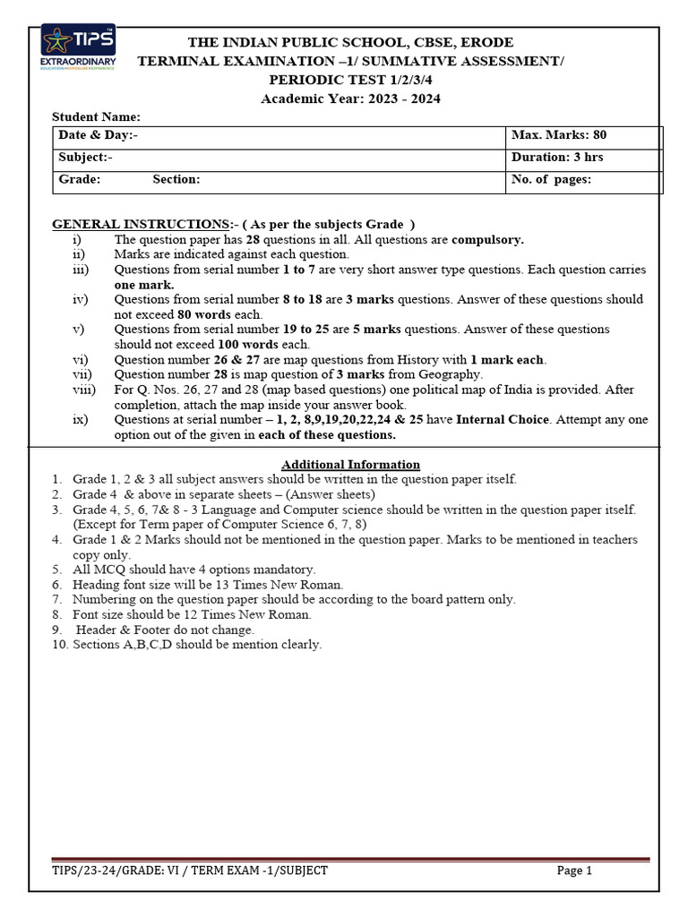 Term Exam 1 Format | PDF