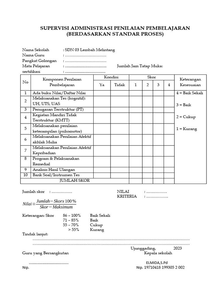 Supervisi Penilaian Pembelajaran SD | PDF | Karier & Perkembangan