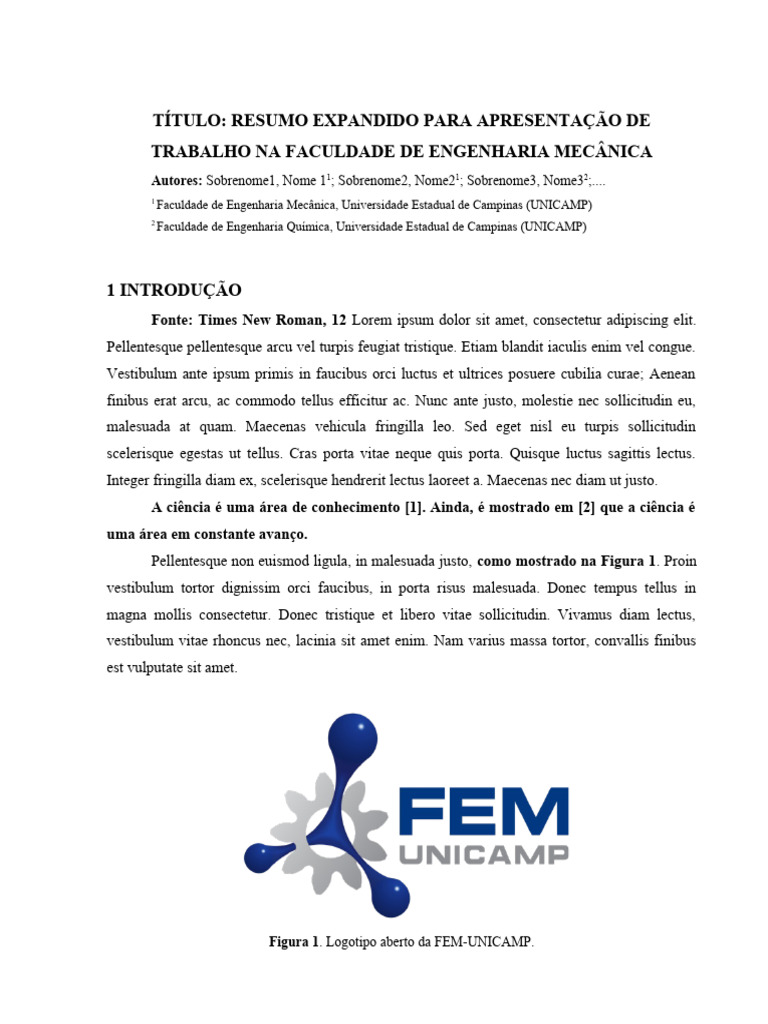Modelo Resumo Expandido Simposio FEM 2024 | PDF | Engenharia | Science