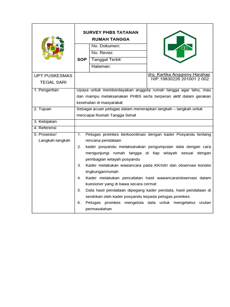 Sop Survey PHBS Tatanan Rumah Tangga Edit | PDF | Sains & Matematika