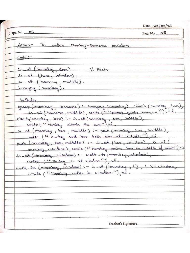 Monkey-Banana Problem Assignment 3 | PDF