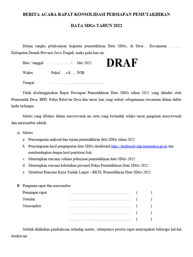 03CONTOH BA Rapat Kerja Persiapan Pemutakhiran Data SDGs - Demak Edit1 ...
