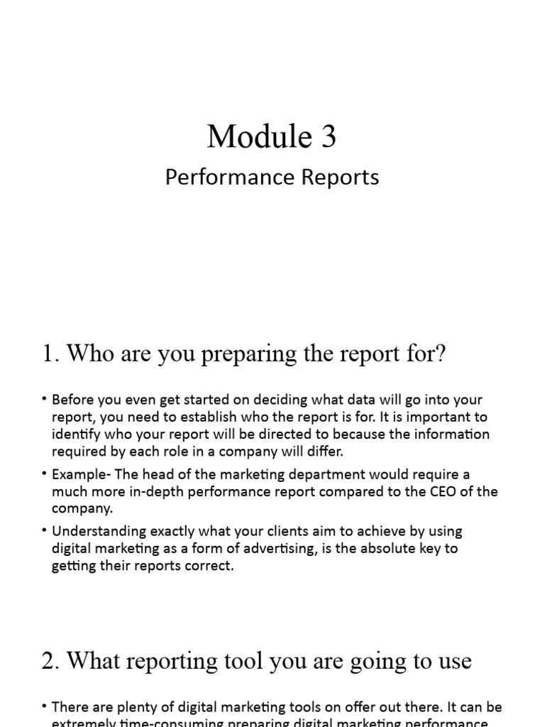 Digital Marketing Module 3- Performance Reports | PDF | Social Media Marketing | Popular Culture ...