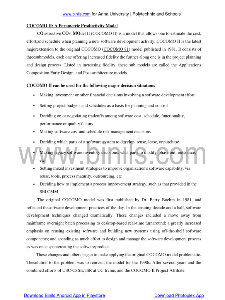 It8075 Unit 2 Cocomo II | PDF | Agile Software Development | Computer Programming