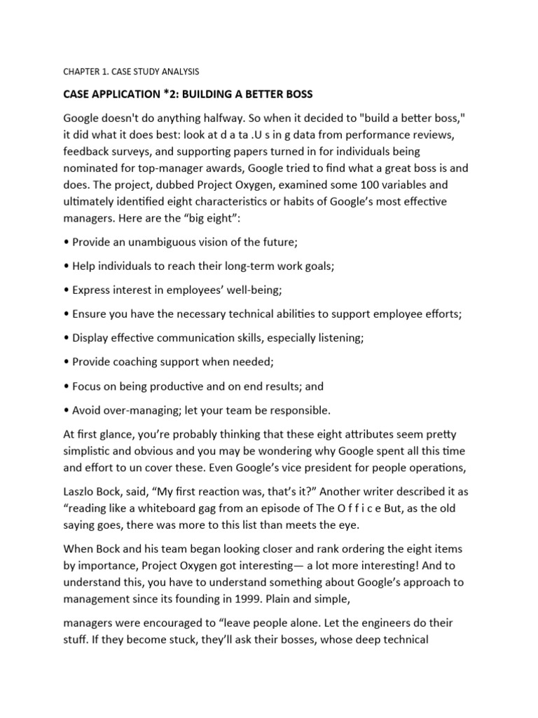 Chapter 1-Case Study Building A Beter Boss | PDF