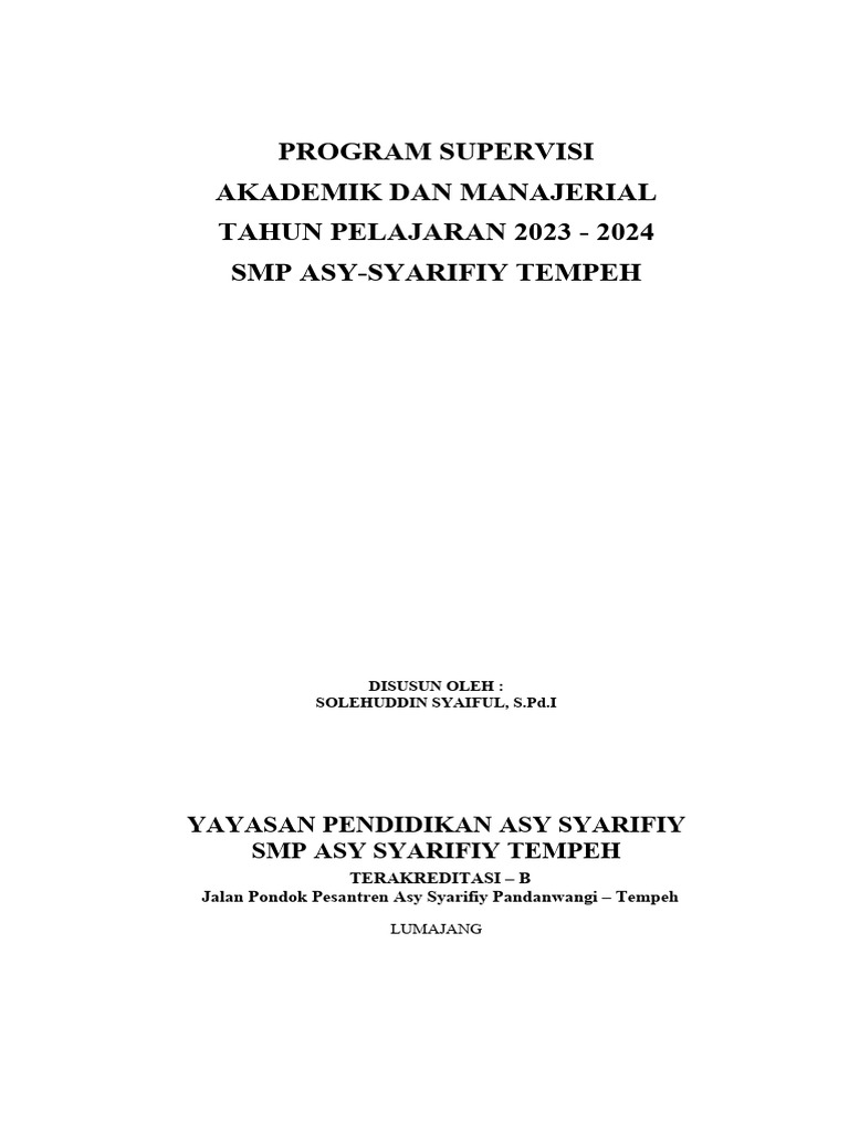 Program Supervisi Akademik 2023-2024 SMP | PDF