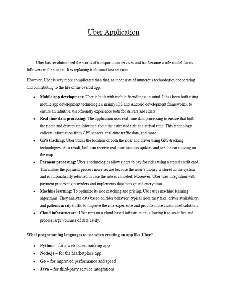 Uber Application | PDF | Mobile App | Cloud Computing