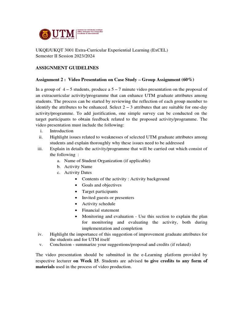 ExCEL-Assignment 2 Guidelines | PDF
