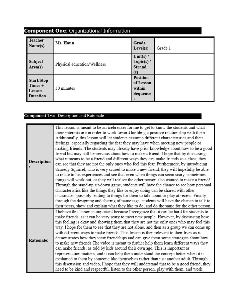 Grade 1 PE Lesson: Making Friends | PDF | Self-Improvement | Wellness
