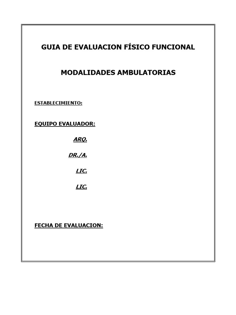 Guia de Evaluacion Fisico Funcional Modalidades Ambulatorias | PDF