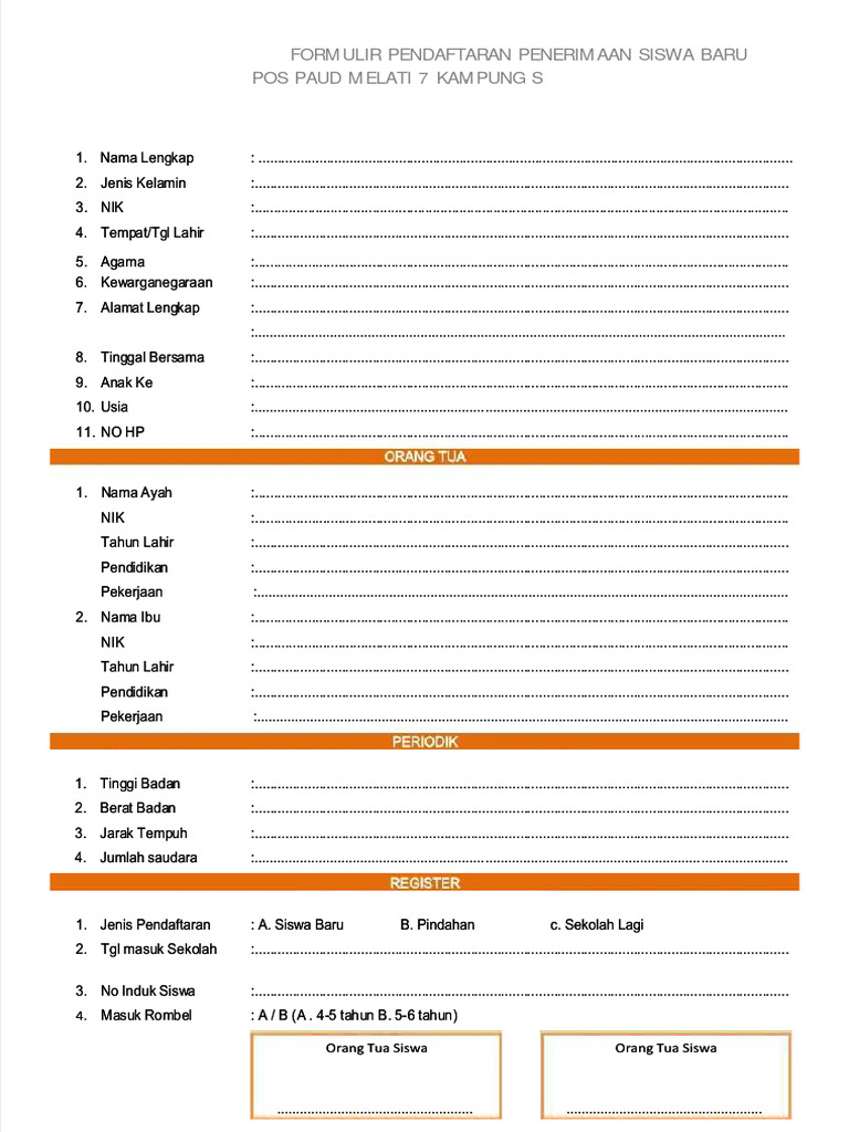 PDF Formulir Pendaftaran Siswa Paud TK KB Tpa Doc Tahun Ajaran 2019 2020 WWW Dapodikco Id ...