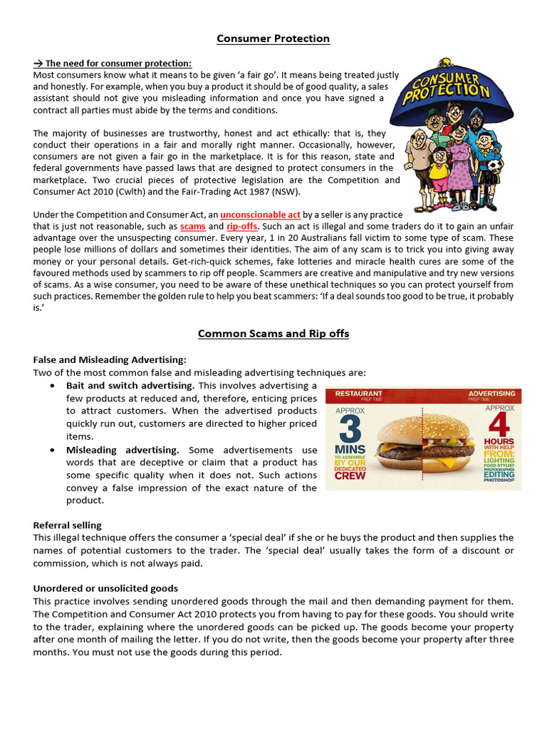 Consumer Protection Worksheet | PDF | False Advertising | Goods