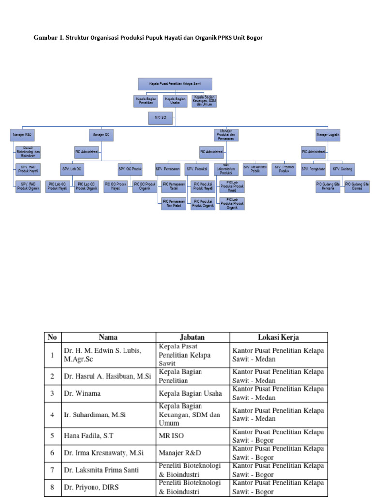 Rancangan Struktur Organisasi Produksi Pupuk Hayati Dan Organik PPKS Unit Bogor | PDF