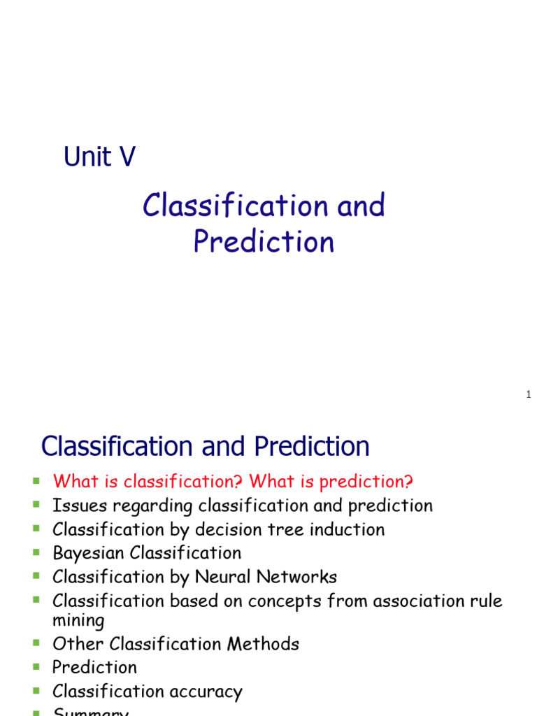 Unit V - Classification and Prediction 2020-21 | PDF | Statistical Classification | Fuzzy Logic