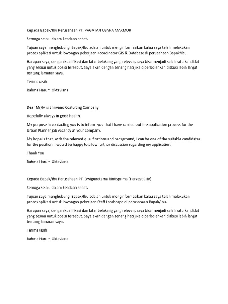 Contoh Badan Email Ke Perusahaan | PDF