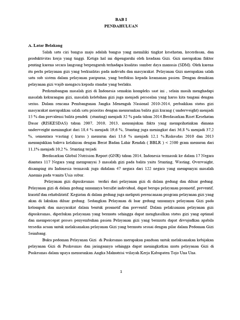 Isi Pedoman Pelaksanaan Gizi Punya | PDF