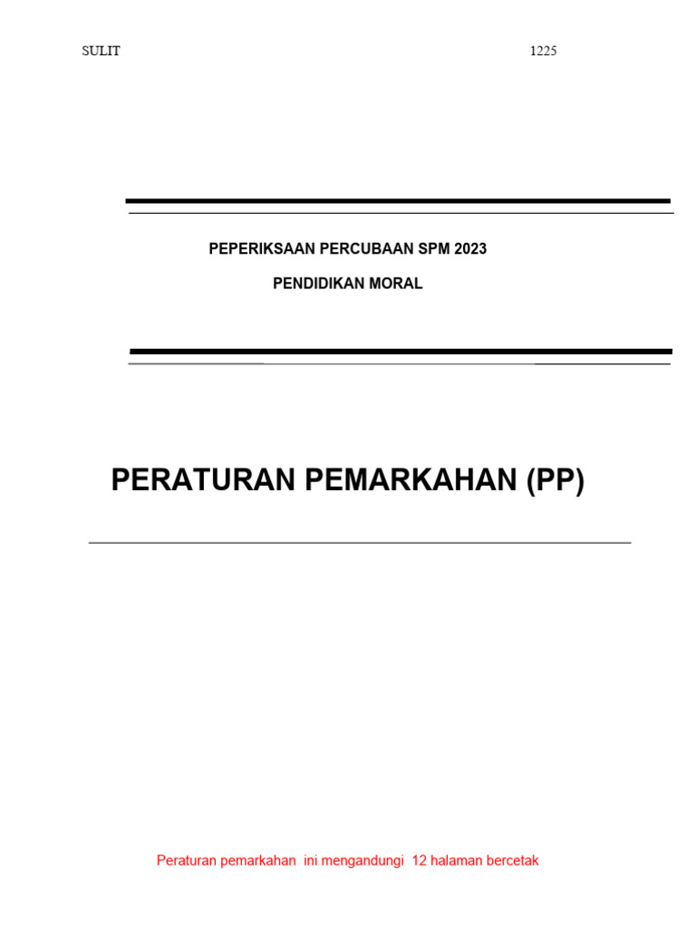 Panduan Pemarkahan Percubaan SPM 2023 | PDF