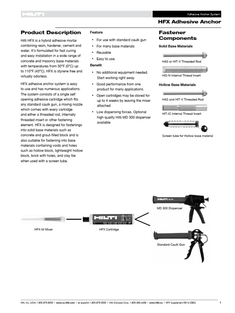 Product Technical Guide Supplement For HFX Adhesive Anchor Technical Information ASSET DOC LOC ...