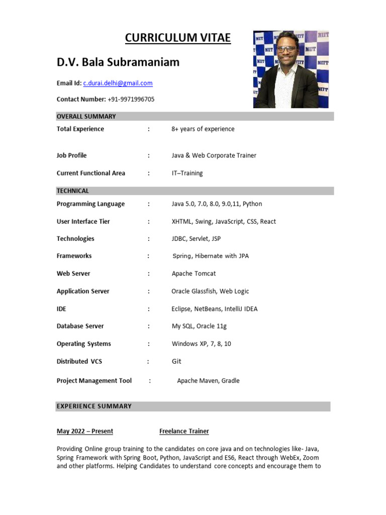 Bala Profile | PDF | Spring Framework | Java (Programming Language)