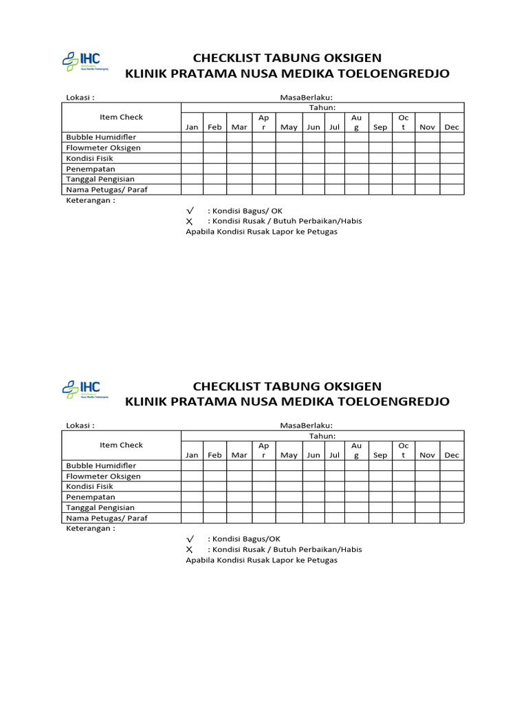 Ceklist Tabung Oksigen | PDF | Sains & Matematika