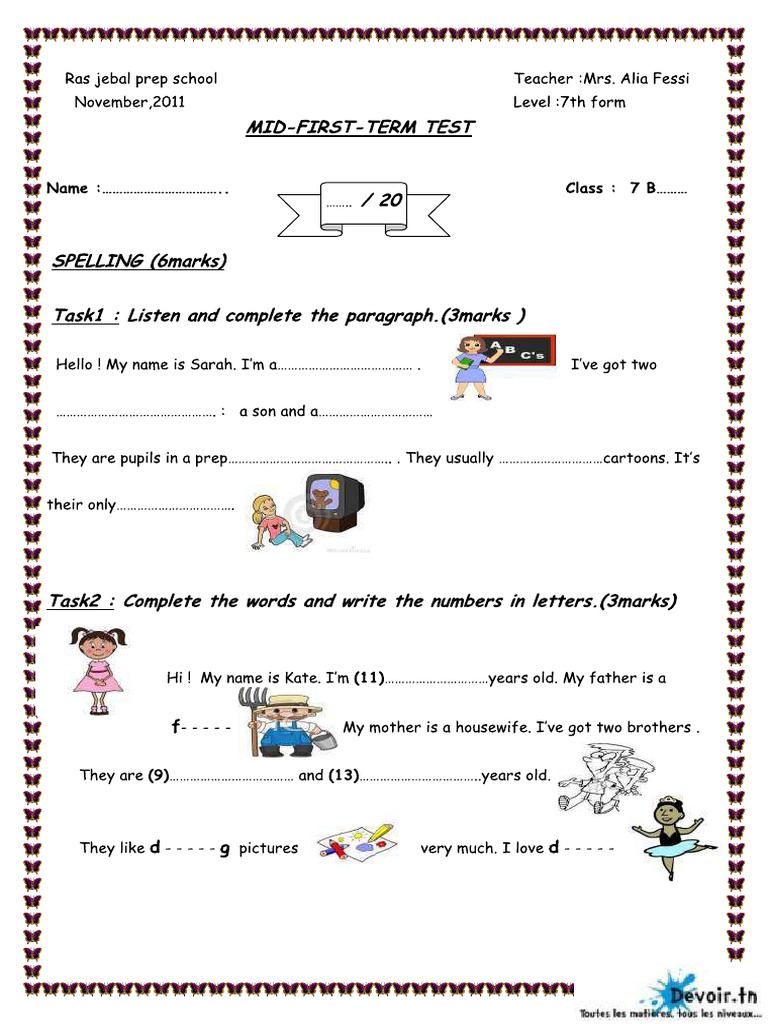 Devoir de Contrôle N°1 2011 2012 (Mrs Alia Fessi) | PDF | Technology ...