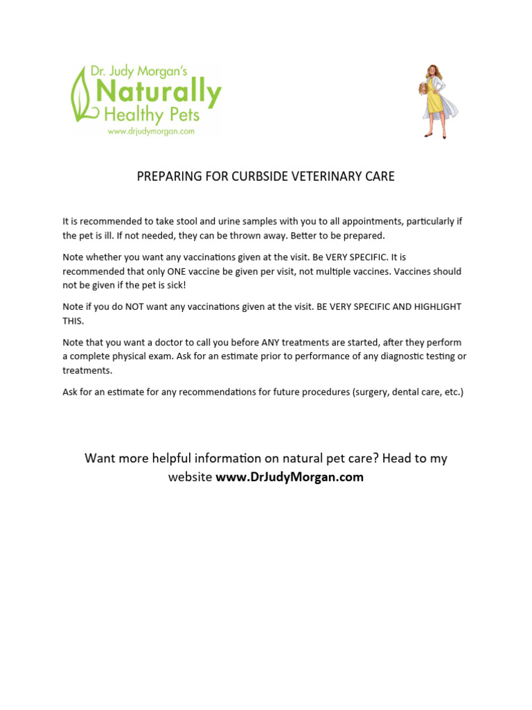 Curbside Form DR Judy Morgan's Naturally Healthy Pets | PDF | Neutering | Physical Examination