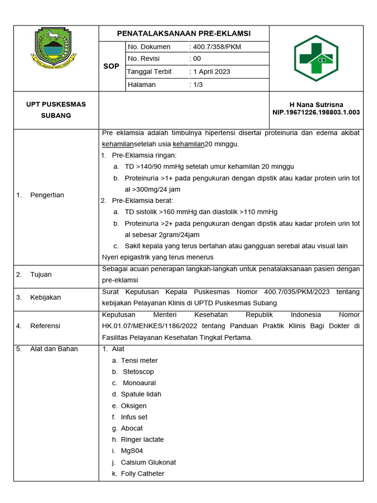 Penatalaksanaan Pre Eklamsi | PDF
