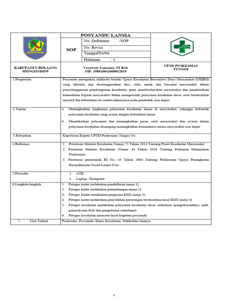 SOP Posyandu Lansia | PDF | Gaya Hidup