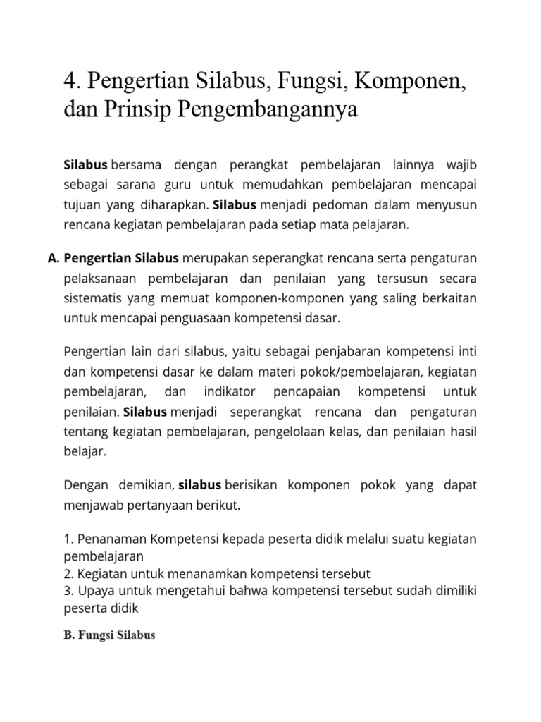 Pengertian dan Fungsi Silabus Pendidikan | PDF | Pengembangan Diri