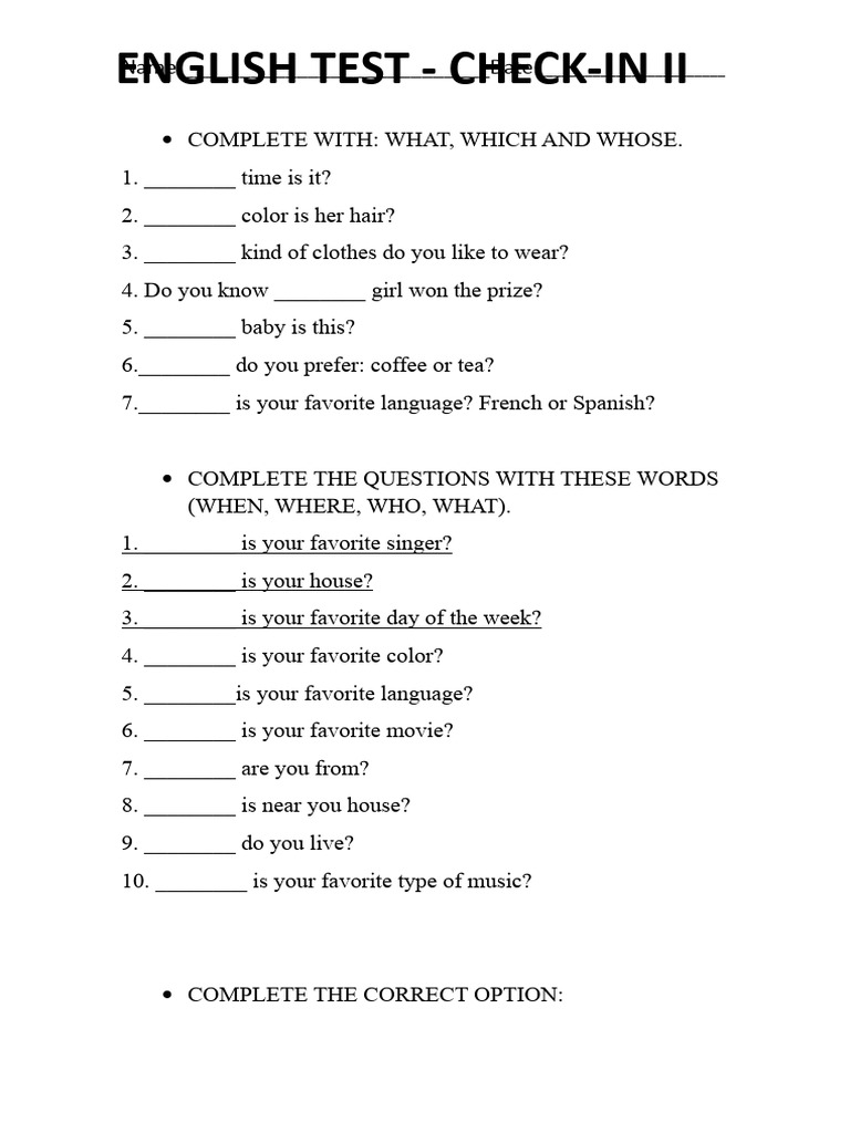 WORD TEST CHECK IN | PDF