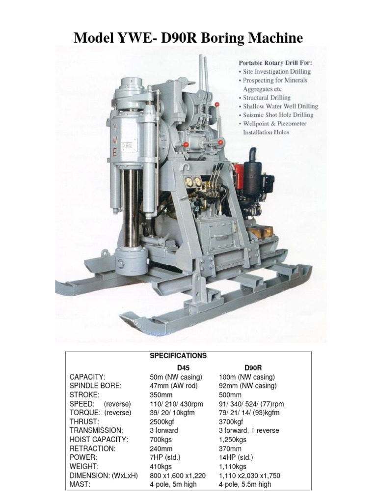 BoringMachine YWE D90R | PDF | Home & Garden | Science & Mathematics
